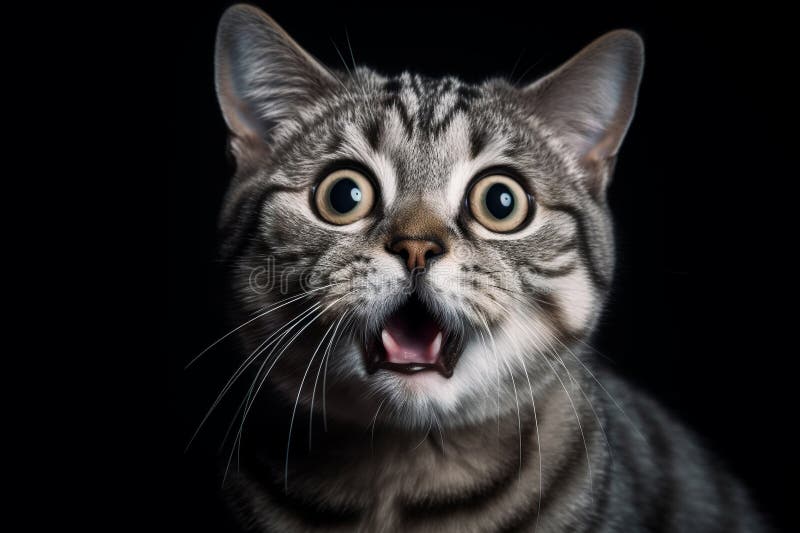 Portrait of a Funny Very Surprised Cat. AI Generated Stock Illustration ...