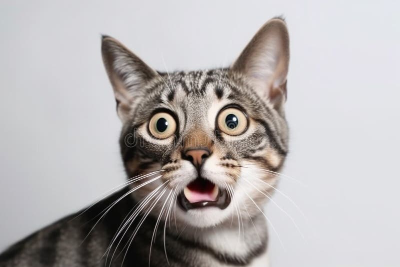 Portrait of a Funny Very Surprised Cat. AI Generated Stock Illustration ...