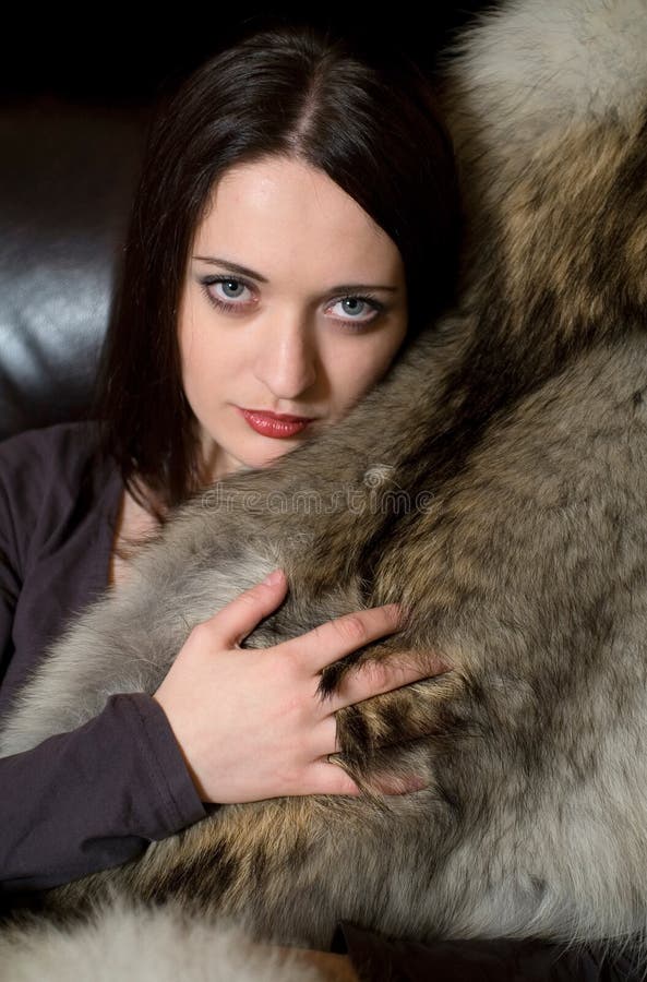 Portrait with fur stock photo. Image of eyes, woman, person - 11532968