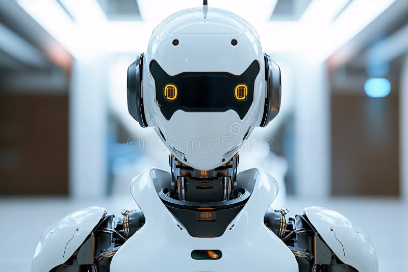 Portrait of Futuristic Artificial Intelligence Robot Stock Illustration ...