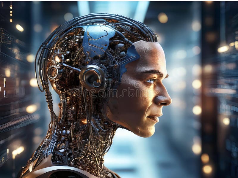 Portrait of a Futuristic Android Stock Illustration - Illustration of ...