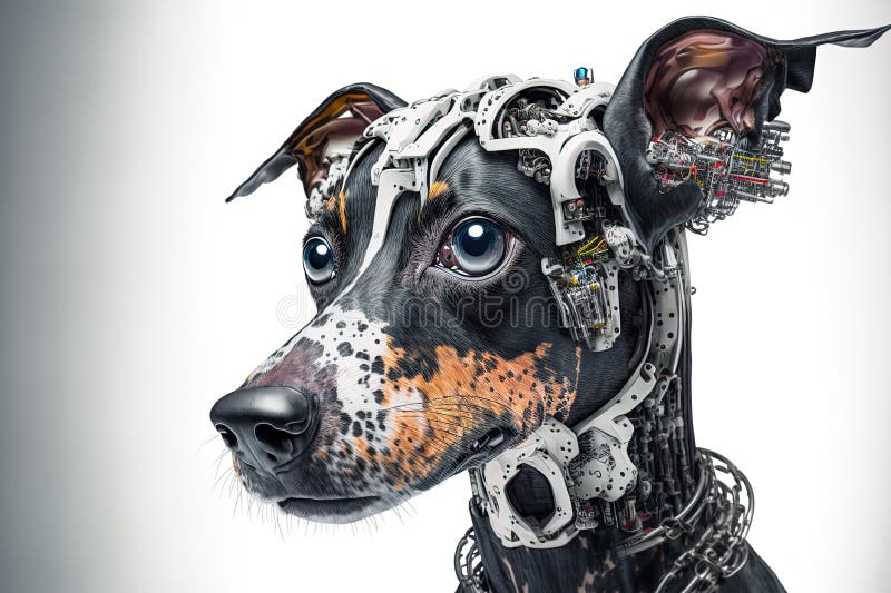 Portrait of Futuristic Pet Robot Dog on White Background Stock ...