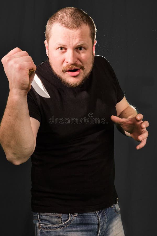 Portrait of a Gangster with a Knife Stock Photo - Image of danger ...