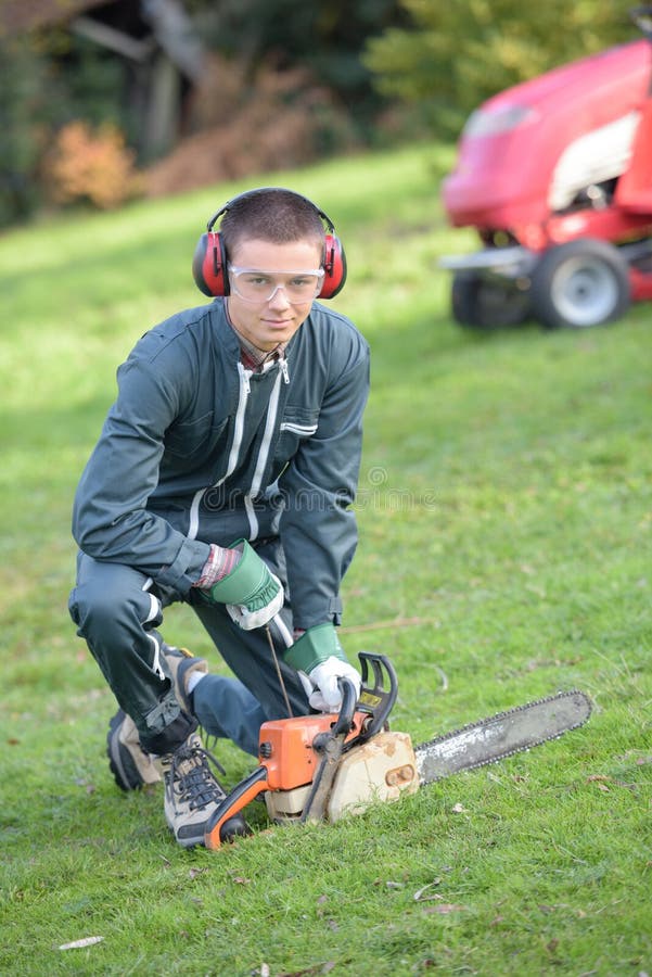 Portrait Garden Maintenance Worker Stock Image - Image of park ...