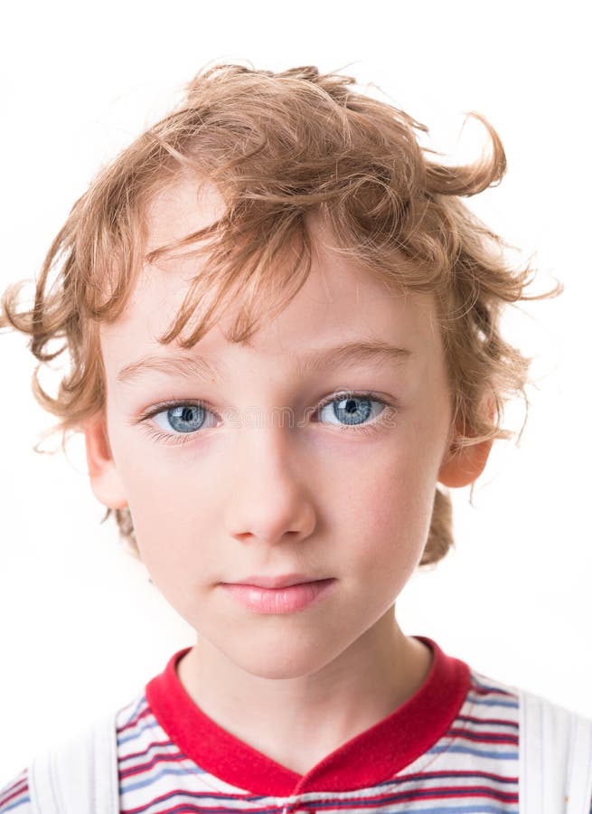 Curly boy face in close-up stock photo. Image of hope - 29988368