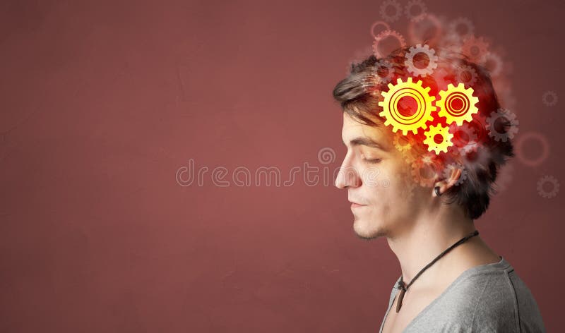 Portrait with Gears Concept Stock Image - Image of imagination, calm ...