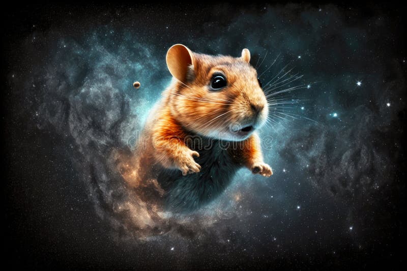 Portrait of Gerbil Flying in Space Stock Illustration - Illustration of ...