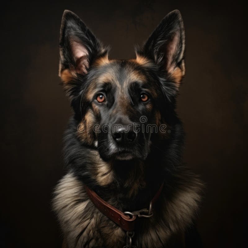 Portrait of a German Shepherd in the Studio Stock Illustration ...