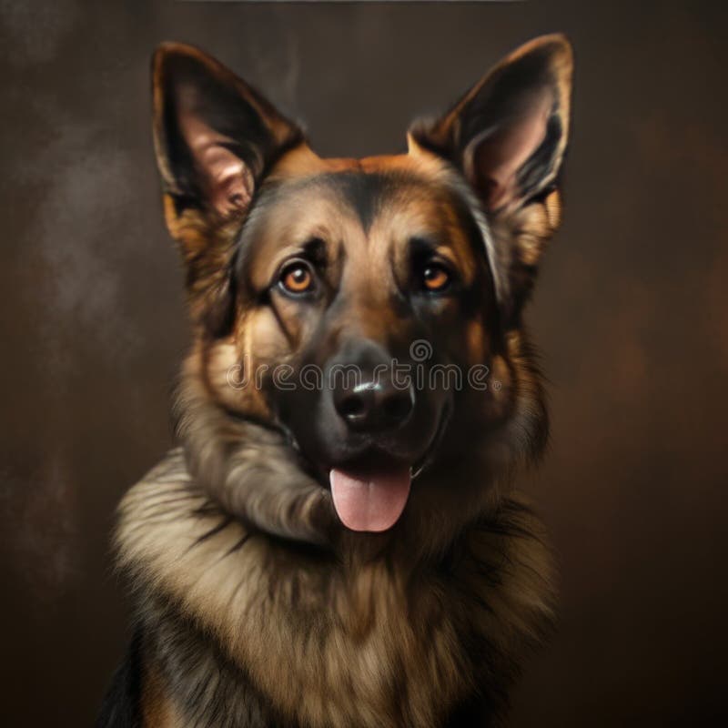 Portrait of a German Shepherd in the Studio Stock Illustration ...