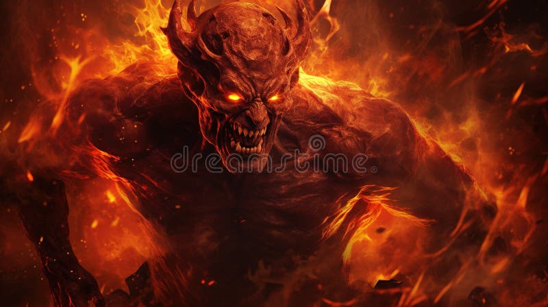 Portrait of Ghostly Devil in the Hell, a Place Regarded in Various ...