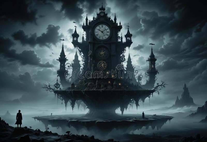 Portrait of Giant Clock Gears and Enchanted Creatures Stock ...