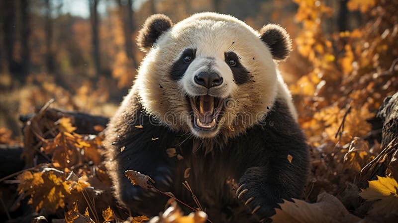 Portrait of a Giant Panda in the Wild. Panda in Nature Stock ...