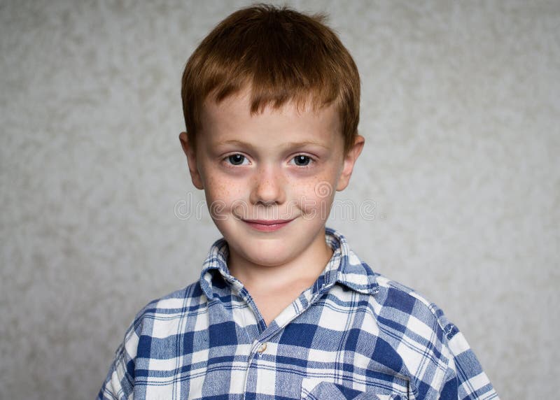 Portrait of a Ginger Smiling Boy with Freckles Stock Image - Image of ...