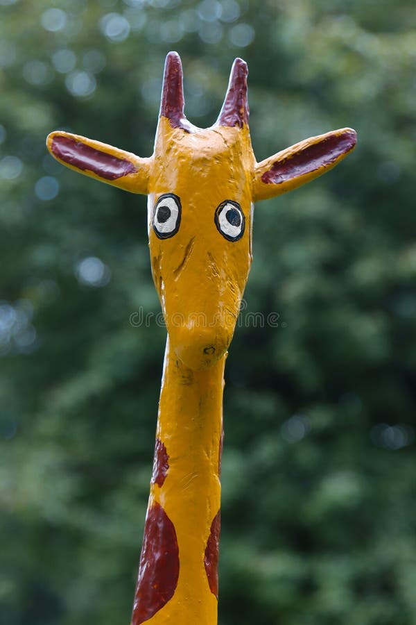 Portrait of a Giraffe Made of Wood Stock Image - Image of expression ...