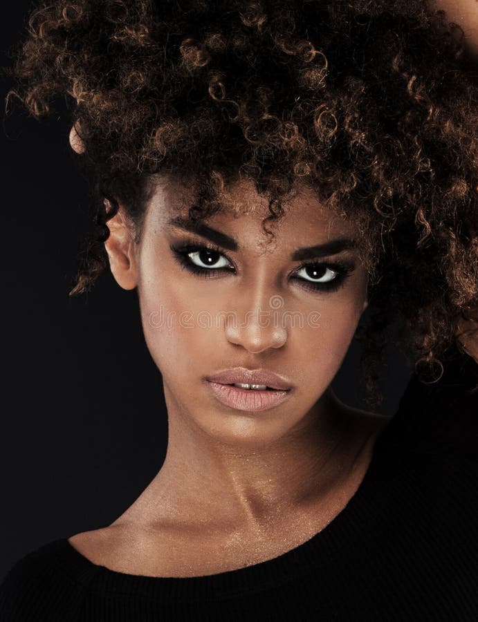 Portrait Of Girl With Afro Hairstyle Stock Image Image Of