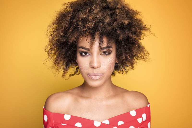 Portrait Of Girl With Afro Hairstyle Stock Image Image Of
