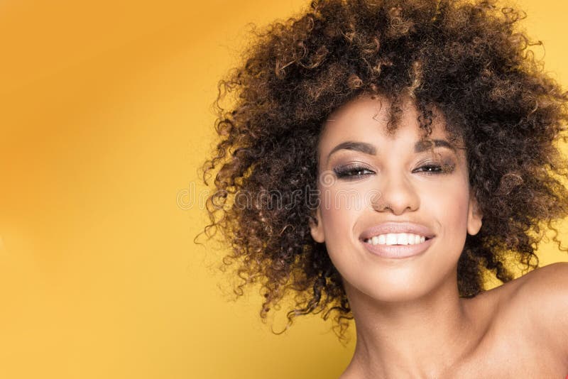 Portrait Of Girl With Afro Hairstyle Stock Image Image Of