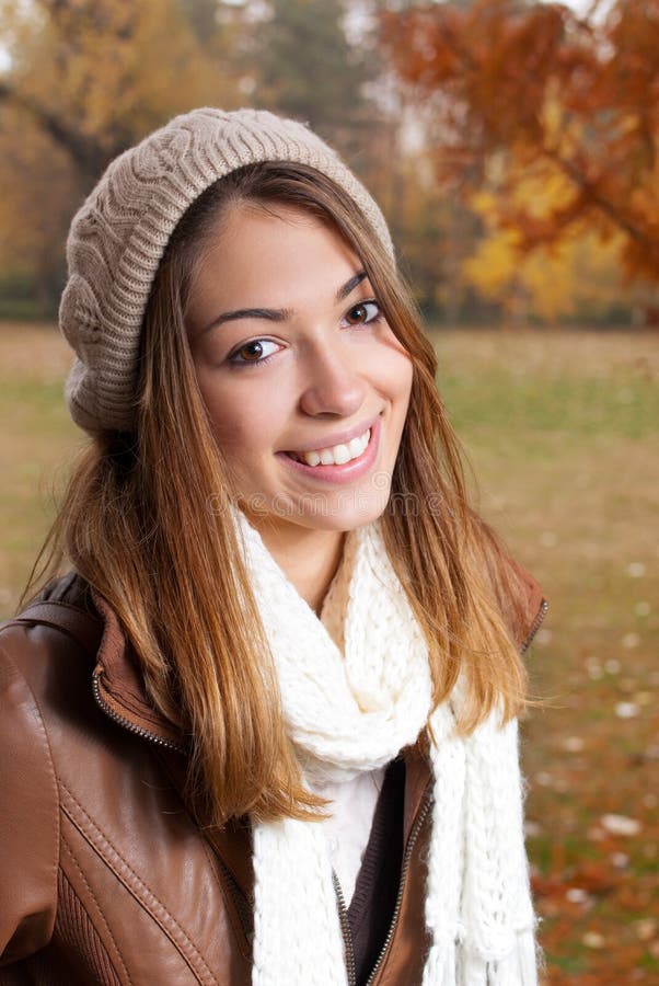 Portrait of girl in autumn stock photo. Image of smiling - 35213890