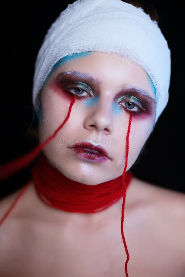 Portrait of Girl with Avangard Makeup Stock Photo - Image of woman ...