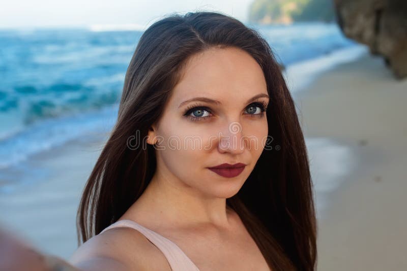 Portrait of a Girl on the Beach Stock Image - Image of holidays ...
