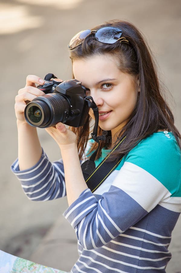 Portrait of Girl with Camera Stock Photo - Image of caucasian, portrait ...
