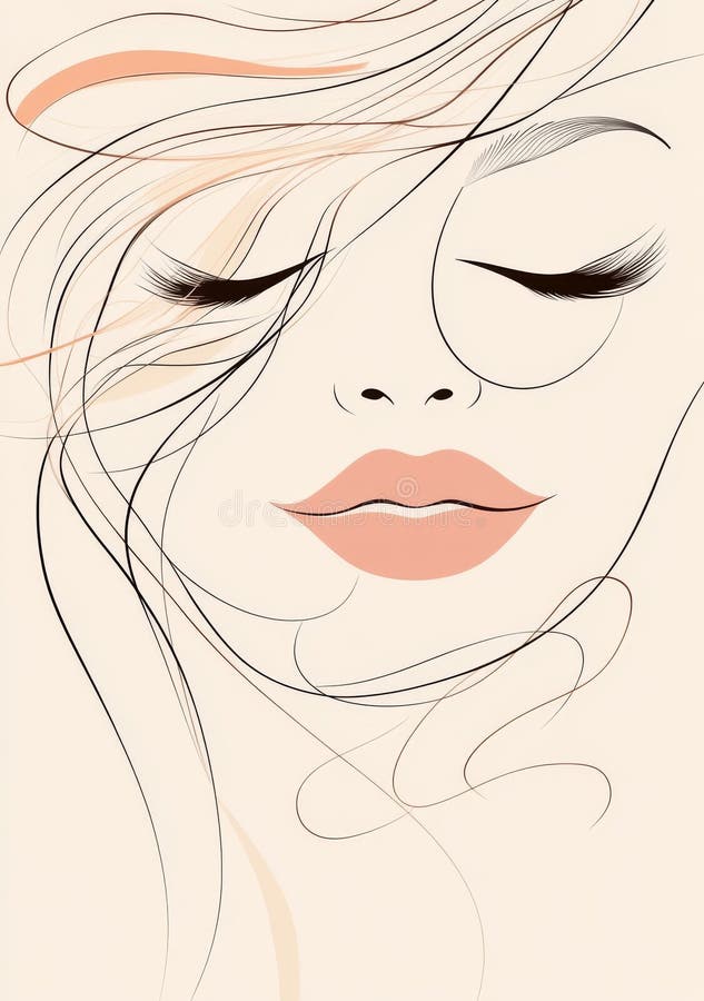 A Portrait of a Girl Created with a Continuous Line and Accented with ...