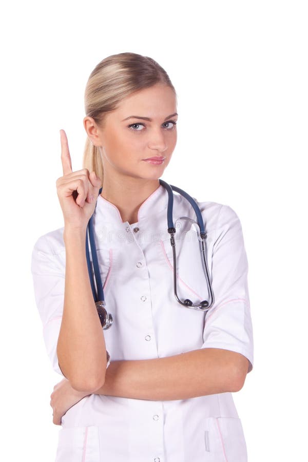 Portrait of a girl doctor. stock photo. Image of coat - 24505182