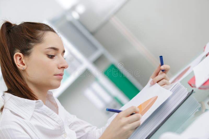 Portrait Girl Doing Homework Stock Image - Image of practice, knowledge ...