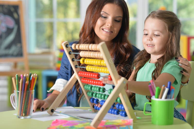 Portrait of a Girl Doing Math Exercises Stock Image - Image of concept ...