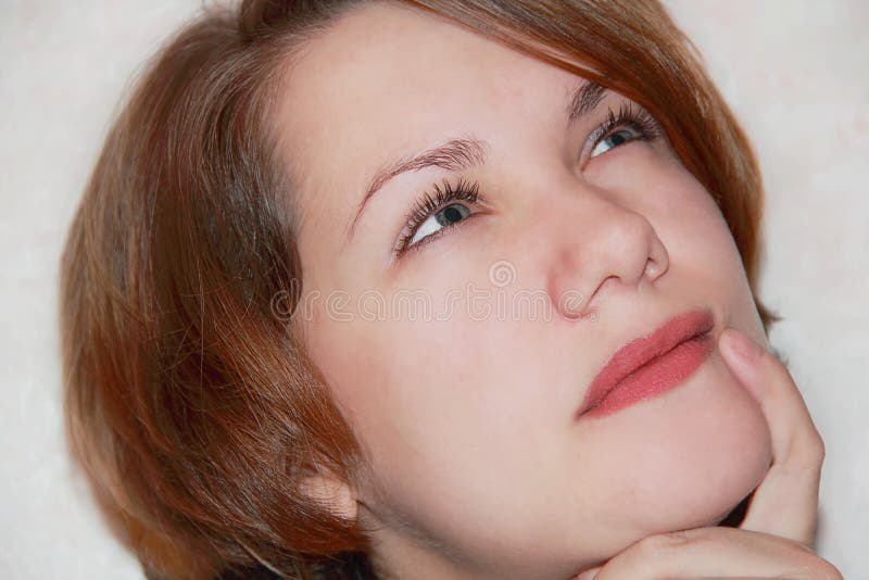 Portrait of Girl with Glance Upwards Stock Image - Image of face, lady ...