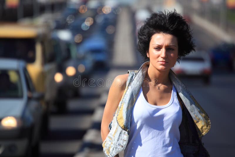Portrait of Girl on Highway Stock Photo - Image of light, girl: 10699022