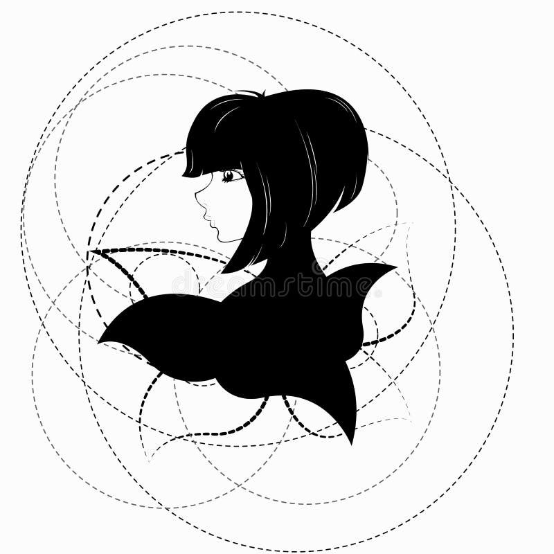 Portrait of a girl, icon stock vector. Illustration of hairdo - 105635036