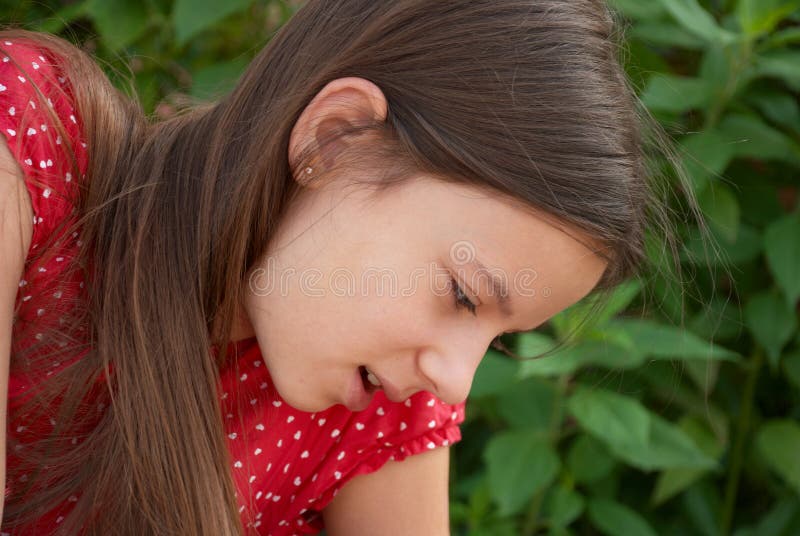A Portrait of a Girl Looking Down Stock Image - Image of attractive ...