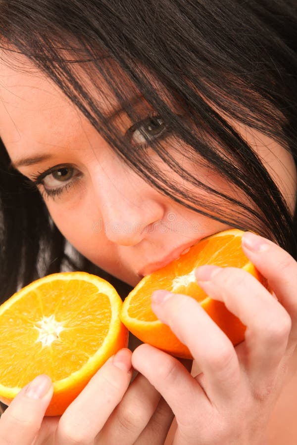 Portrait of a Girl with Orange. Stock Photo - Image of isolated, girls ...