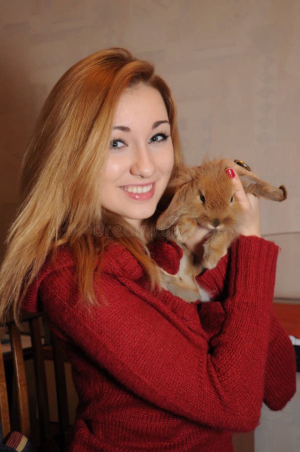 Portrait of Girl and Rabbit Stock Photo - Image of girl, beauty: 59476382