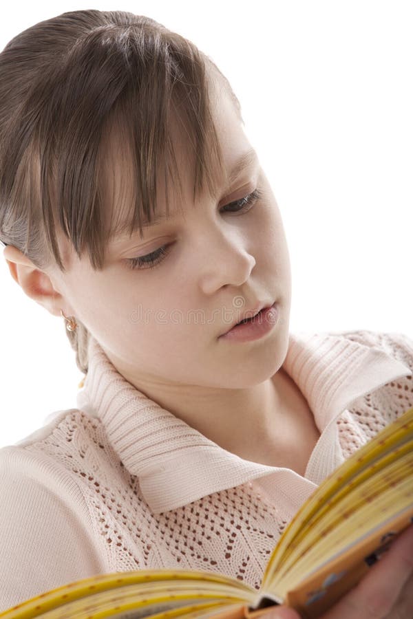 Portrait of a girl reading stock image. Image of schoolgirl - 24394943