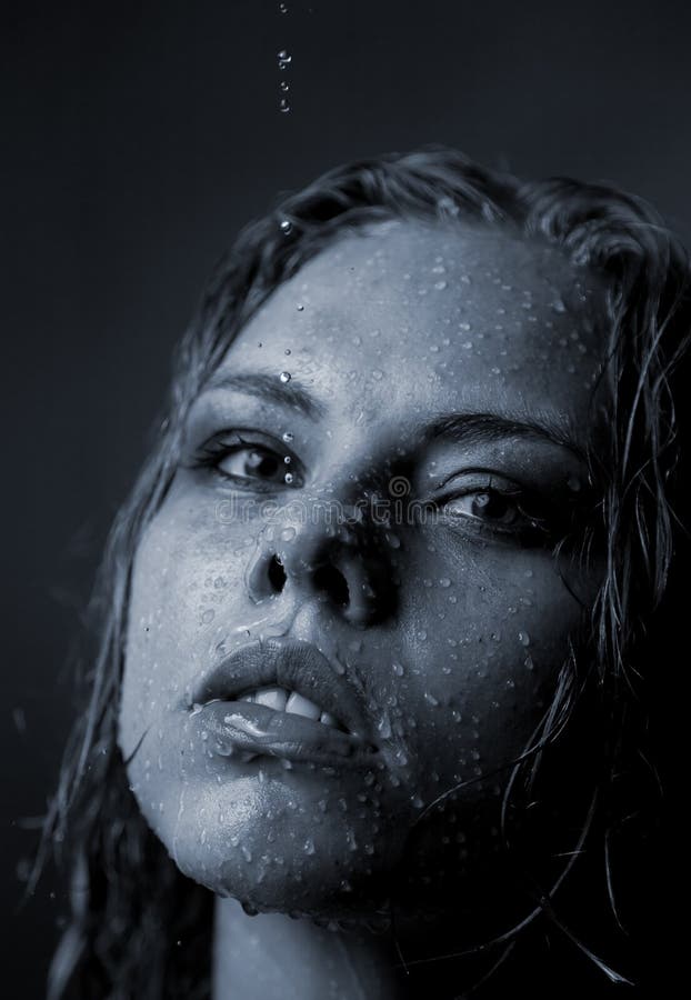 Portrait of a Girl S Face Which Water Flows Stock Photo - Image of ...