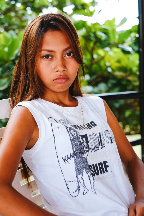 Portrait of a Girl with the Serious Face Expression Stock Image - Image ...