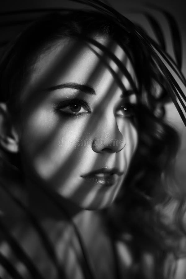 Portrait of Girl with Shadows on Her Face Stock Image - Image of body ...