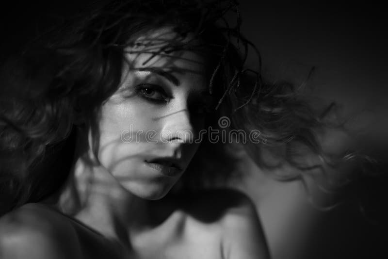 Portrait of Girl with Shadows on Her Face Stock Photo - Image of ...