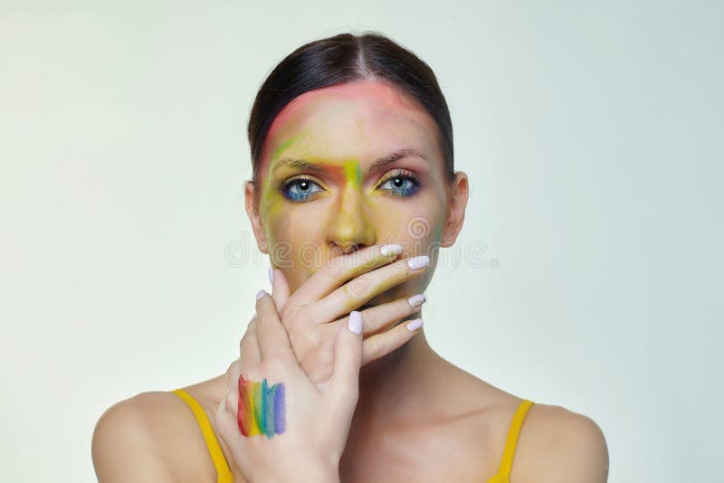 Portrait of a Girl with Smeared Makeup Stock Image - Image of smeared ...