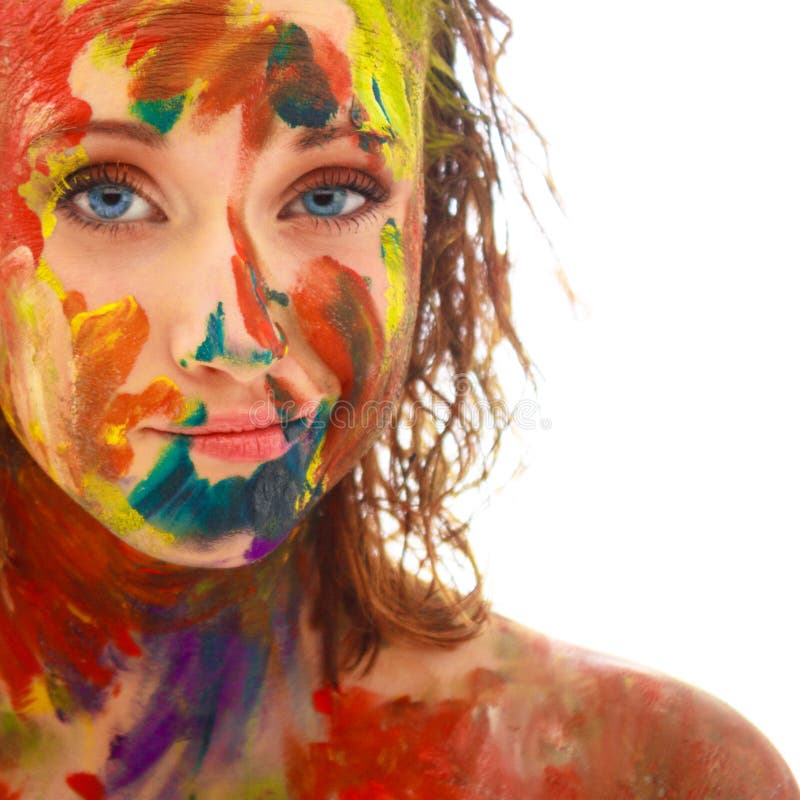 Portrait of Girl Soiled in Paint Stock Photo - Image of chaos, crazy ...