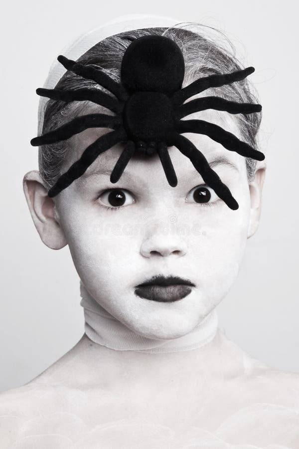 Portrait of the Scary Girl with Spider Stock Photo - Image of pale ...