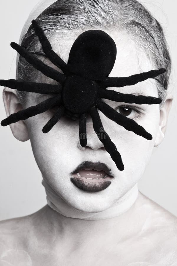 Portrait of the Scary Girl with Spider Stock Photo - Image of beautiful ...