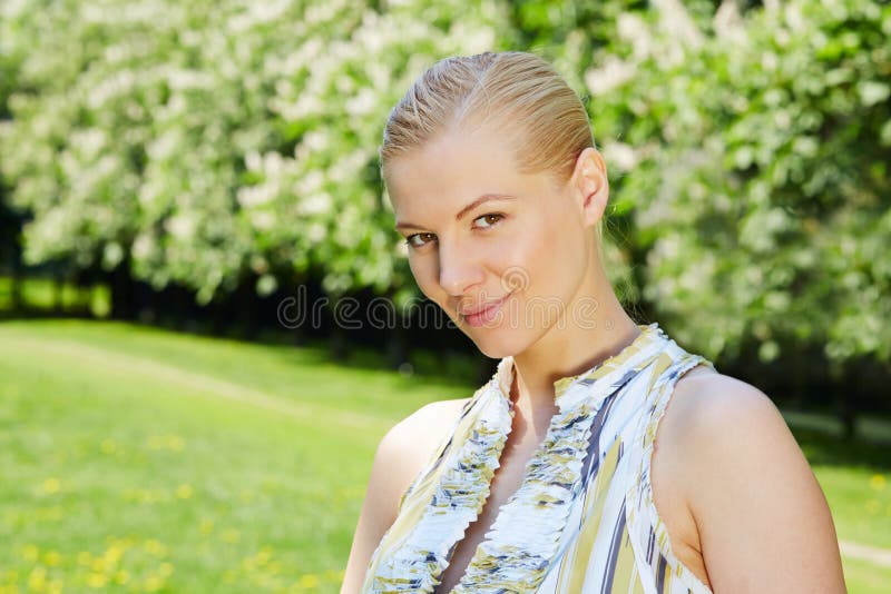 Portrait of Girl in Spring Park Stock Image - Image of beautiful ...