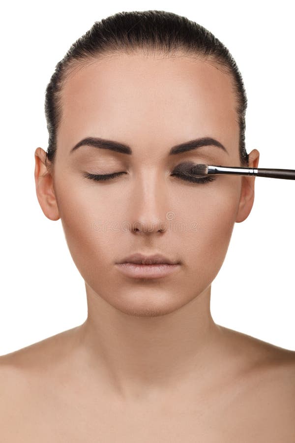 Portrait of Girl with Stepping Makeup. Step 4 Stock Photo - Image of ...