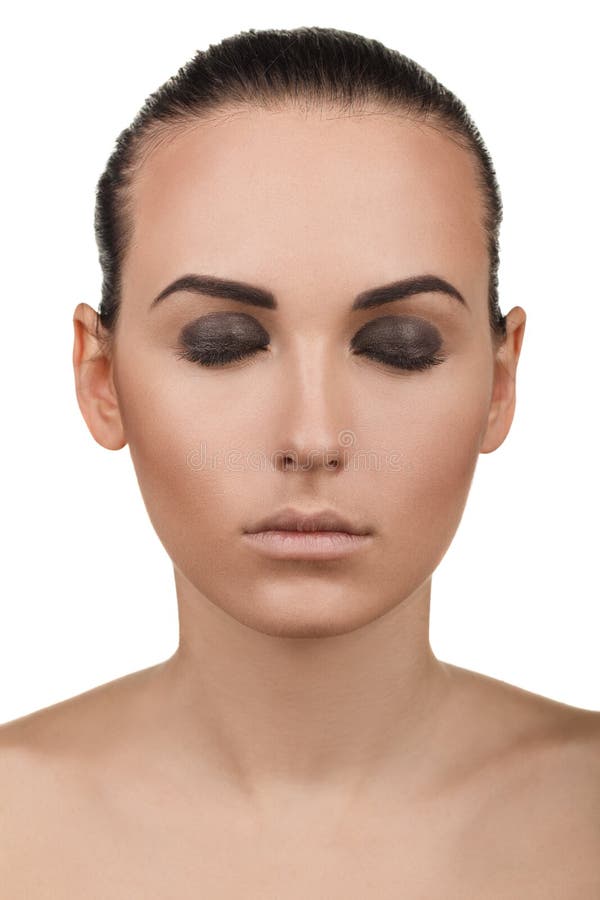 Portrait of Girl with Stepping Makeup. Step 5 Stock Image - Image of ...