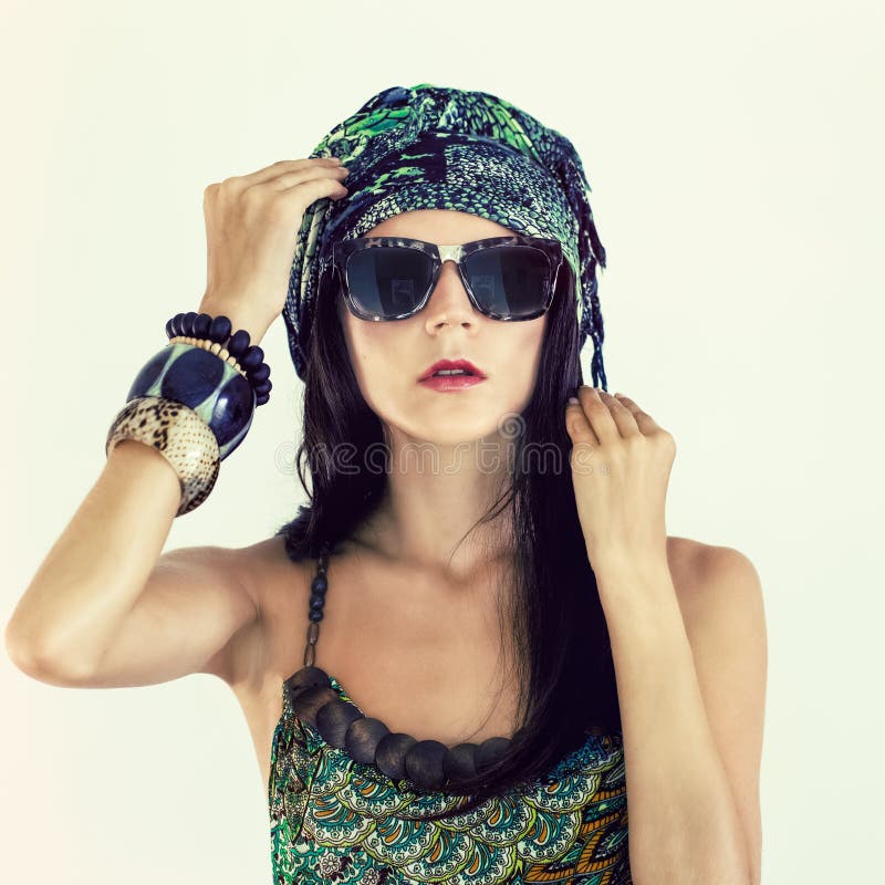 Portrait of a Girl in a Stylish Scarf Stock Photo - Image of ...