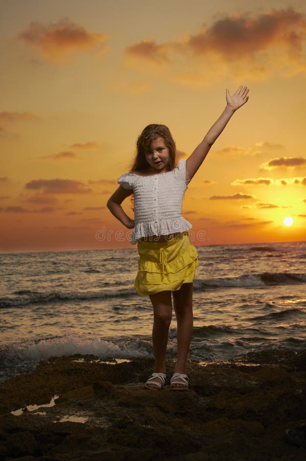 Portrait of the Girl at Sunset Stock Image - Image of waves, life: 27041383