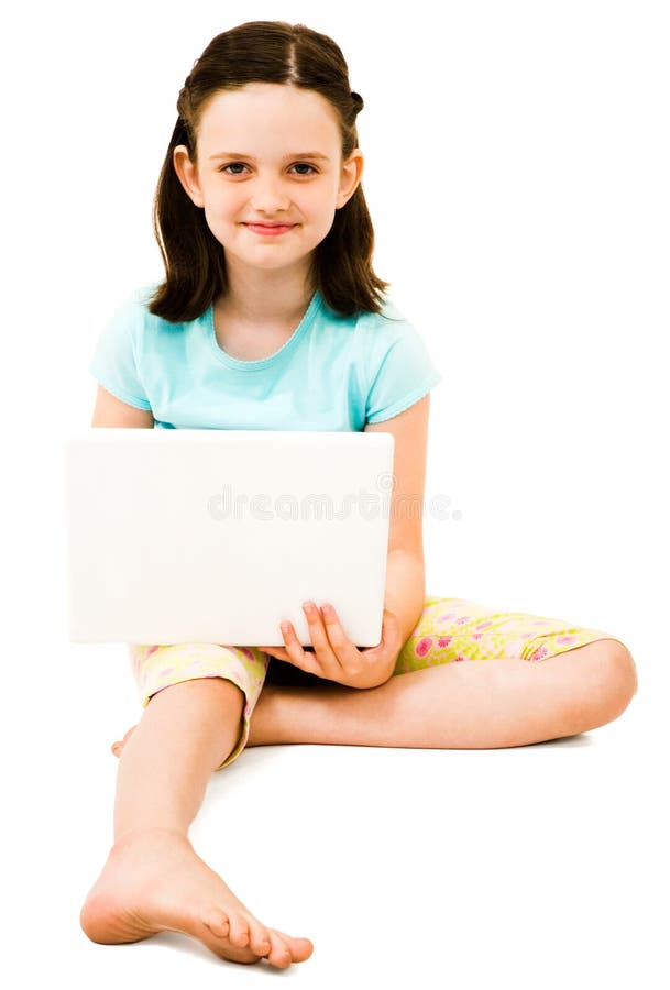 Portrait of Girl Using a Laptop Stock Photo - Image of communication ...